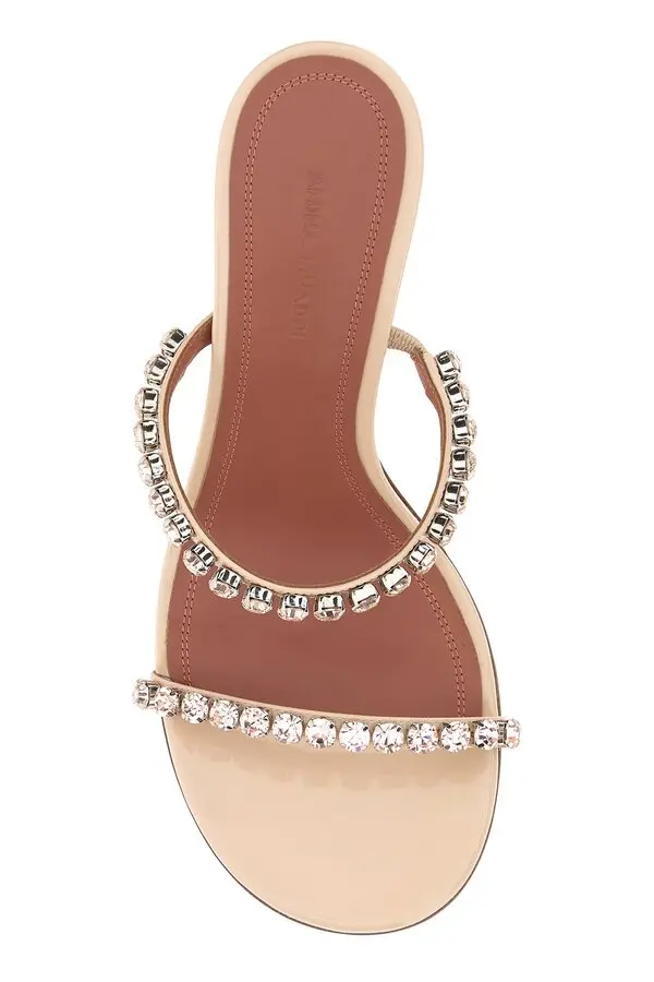 Amina Muaddi Patent Leather Gigi Mules With Rhinestone Embellishments