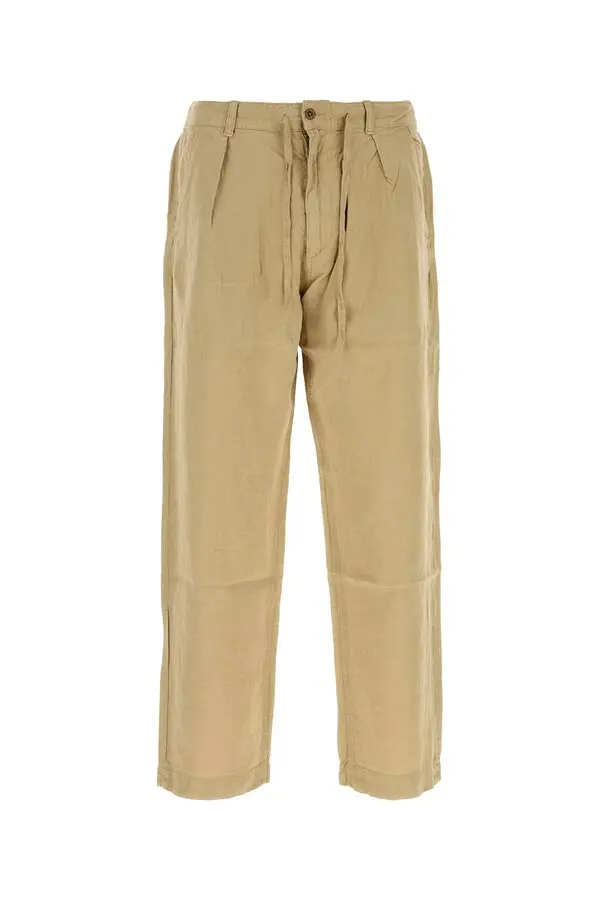 Polo Ralph Lauren Beige Linen Pleated Trousers