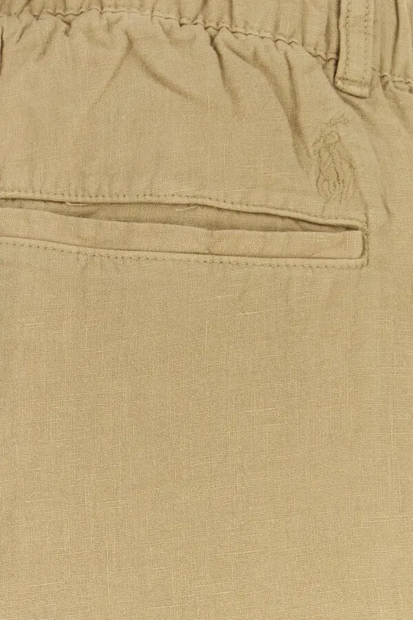 Polo Ralph Lauren Beige Linen Pleated Trousers