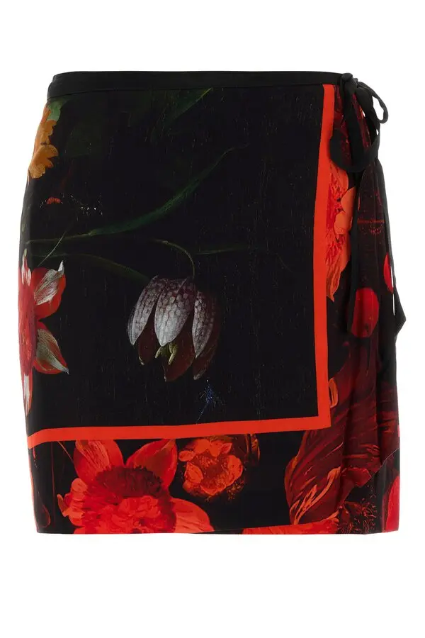 Dries Van Noten Printed Satin Mini Skirt