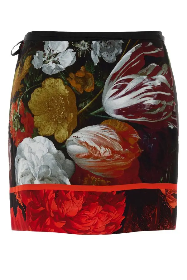 Dries Van Noten Printed Satin Mini Skirt