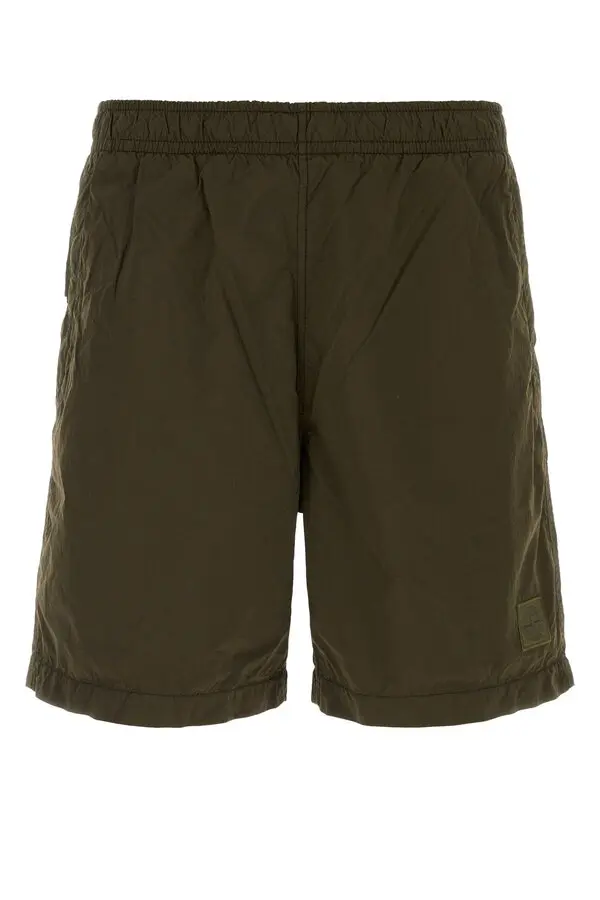 Stone Island Olive Nylon Bermuda Shorts