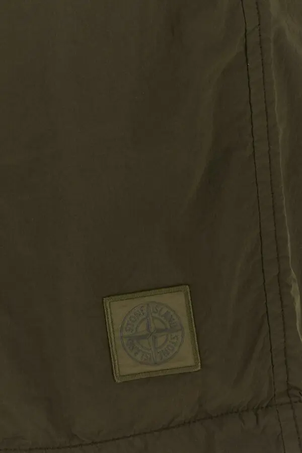 Stone Island Olive Nylon Bermuda Shorts