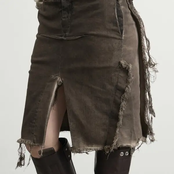 Rick Owens Spliced Denim Skirt