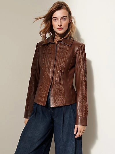 Overland Arabella Leather Shirt Jacket With Studded Ruffles