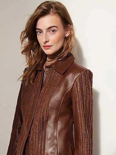 Overland Arabella Leather Shirt Jacket With Studded Ruffles