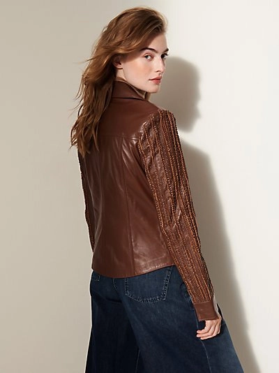 Overland Arabella Leather Shirt Jacket With Studded Ruffles