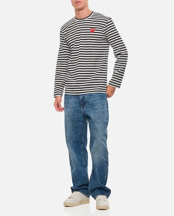 Play Comme Des Garcon Play Comme Des Garcons Striped Long Sleeve T-shirt - Nero