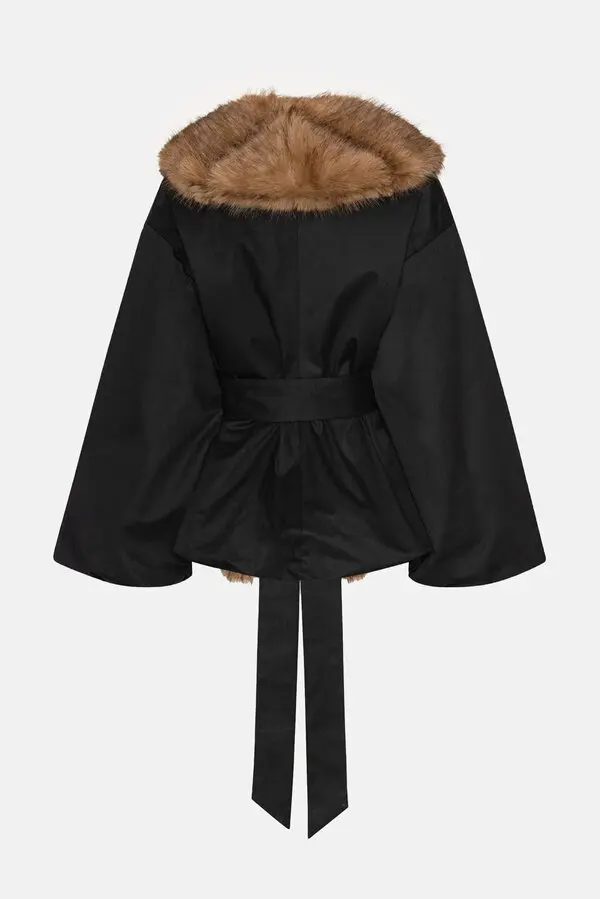 ROTATE BY BIRGER CHRISTENSEN Jacket With Faux Fur Collar