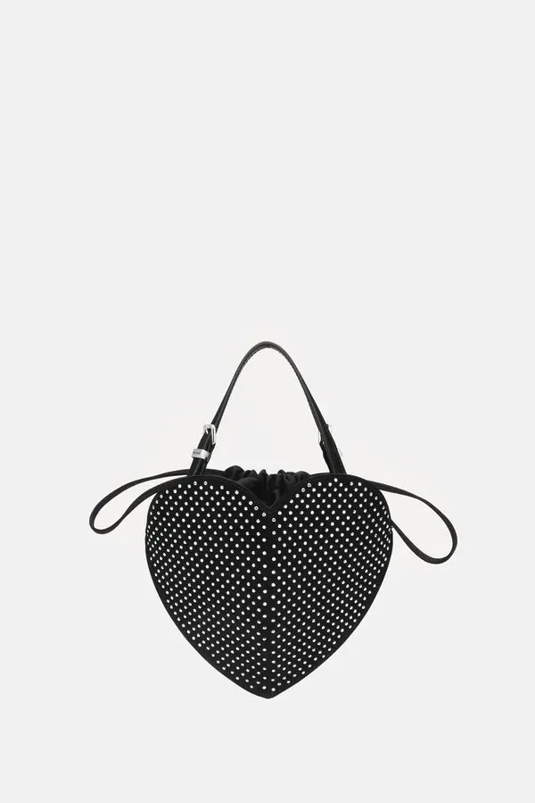 ROTATE BY BIRGER CHRISTENSEN Rhinestone Heart Bag - Black