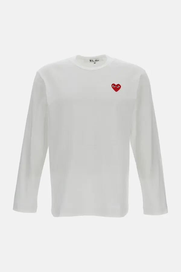 Play Comme Des Garcon Red Heart Emblem T-shirt - White