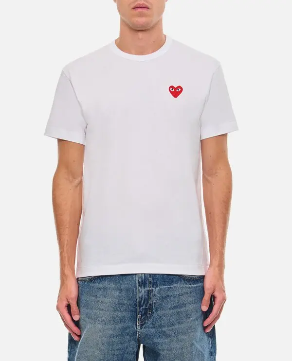 Play Comme Des Garcon T-shirt With Embroidered Heart Logo - White