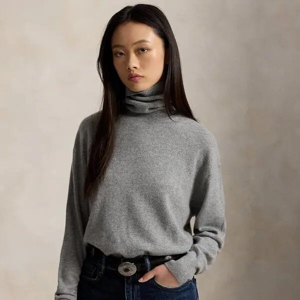 Ralph Lauren Cashmere Turtleneck Sweater - Gray Heather