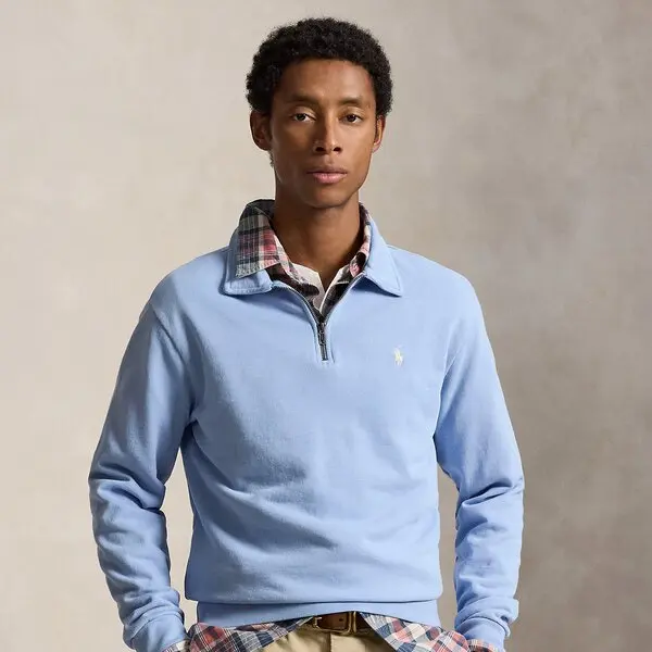 Ralph Lauren Loopback Fleece Collared Sweatshirt - Chambray Blue