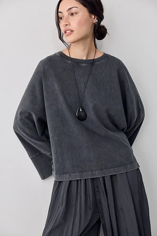 Free People We The Free Atlas Dolman Long Sleeve Top - Black