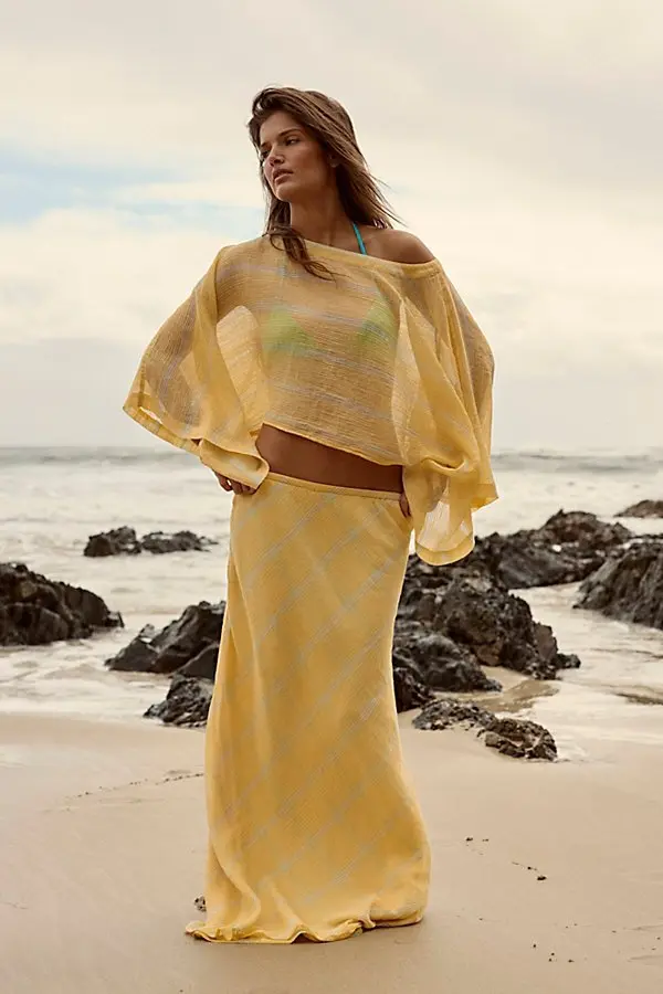 Free People Paula Patterned Skirt Set - Daffodil Combo