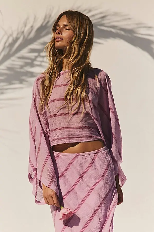 Free People Paula Patterned Skirt Set - Lilac Combo