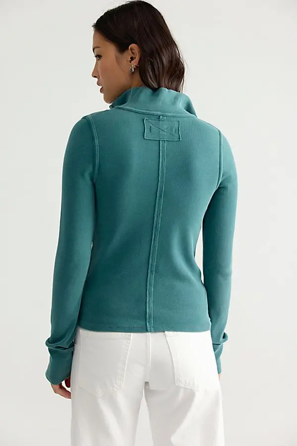 Free People We The Free Ribbed Cotton-blend Henley - Pineblossom