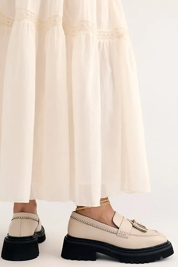 Free People Dahlia Brogue Loafers - Stone Leather