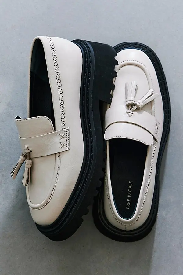 Free People Dahlia Brogue Loafers - Stone Leather