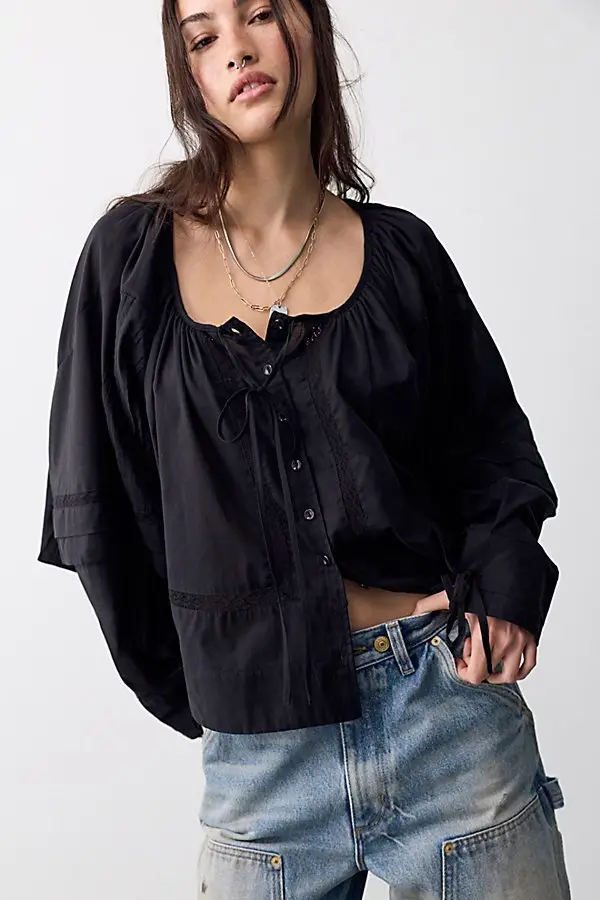 Free People We The Free La Lune Blouse - Black