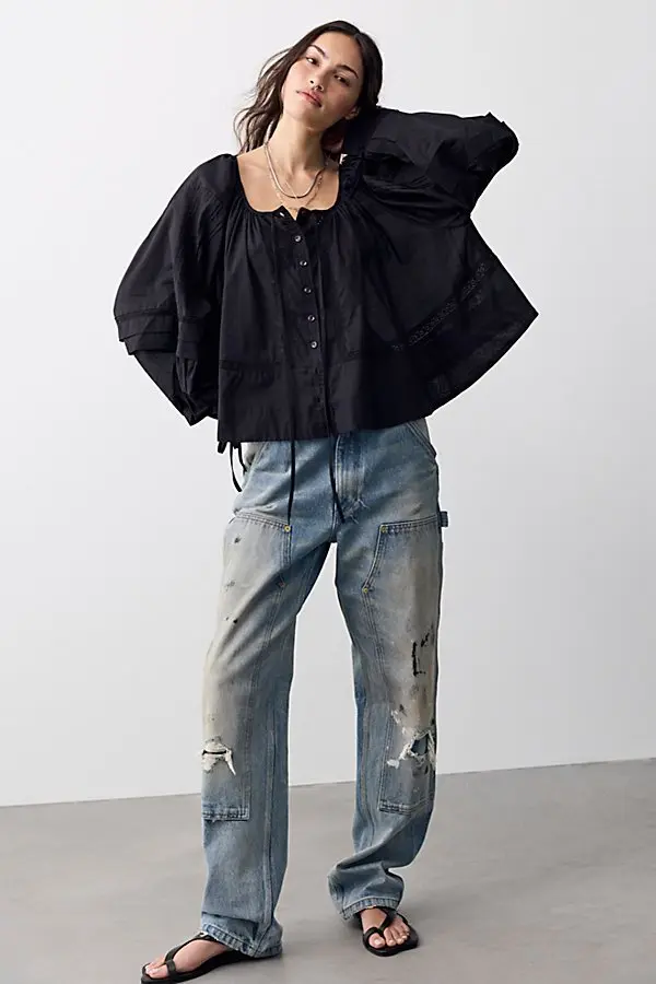 Free People We The Free La Lune Blouse By - Black
