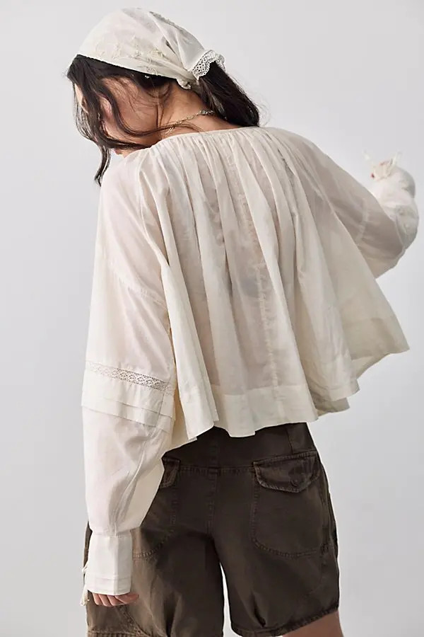 Free People We The Free La Lune Embroidered Blouse - Tofu