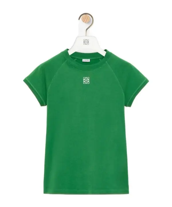 Loewe Small Fit Cotton Blend T-shirt With Anagram Embroidery - Green