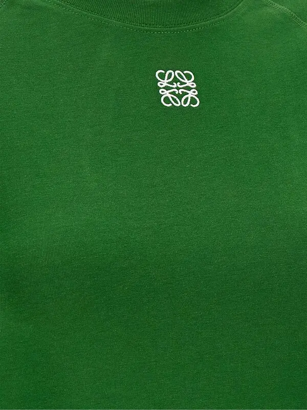 Loewe Small Fit Cotton Blend T-shirt With Anagram Embroidery - Green
