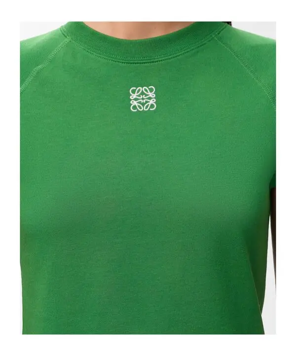 Loewe Small Fit Cotton Blend T-shirt With Anagram Embroidery - Green
