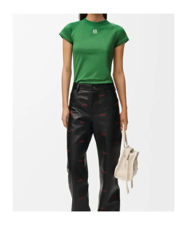 Loewe Small Fit Cotton Blend T-shirt With Anagram Embroidery - Green