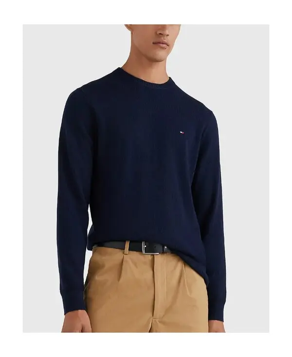 Tommy Hilfiger Round Neck Sweater With Ribbed Detailing - Black