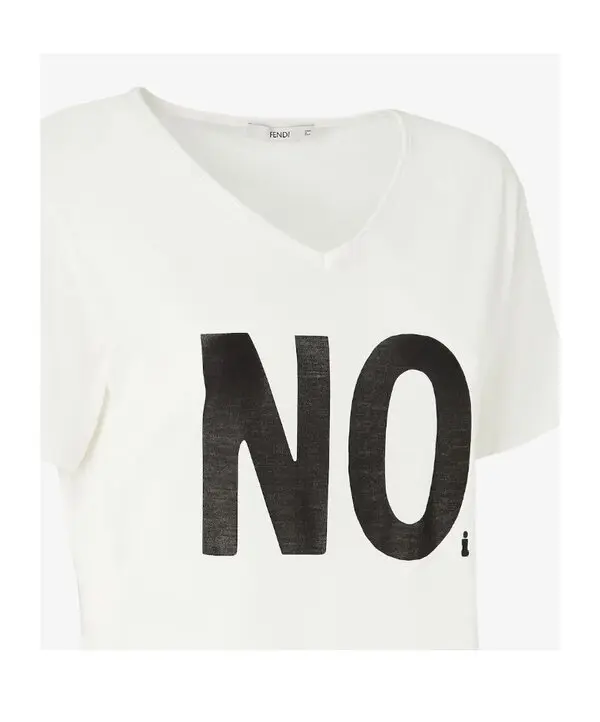 Fendi Ivory Jersey T-shirt With 'no' Print