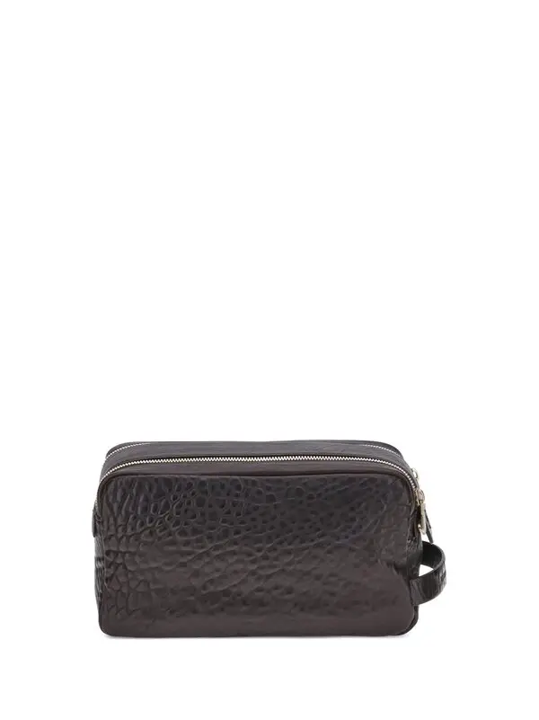 Brunello Cucinelli Double Zipper Textured Leather Beauty Case