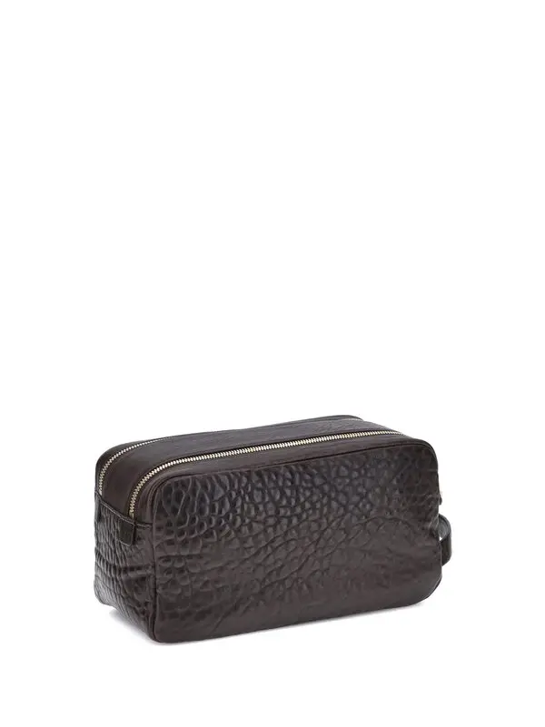 Brunello Cucinelli Double Zipper Textured Leather Beauty Case