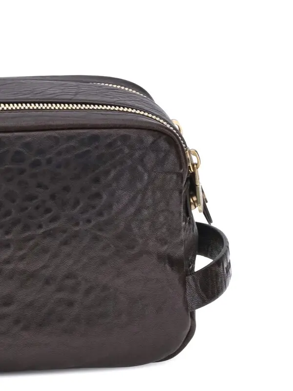 Brunello Cucinelli Double Zipper Textured Leather Beauty Case