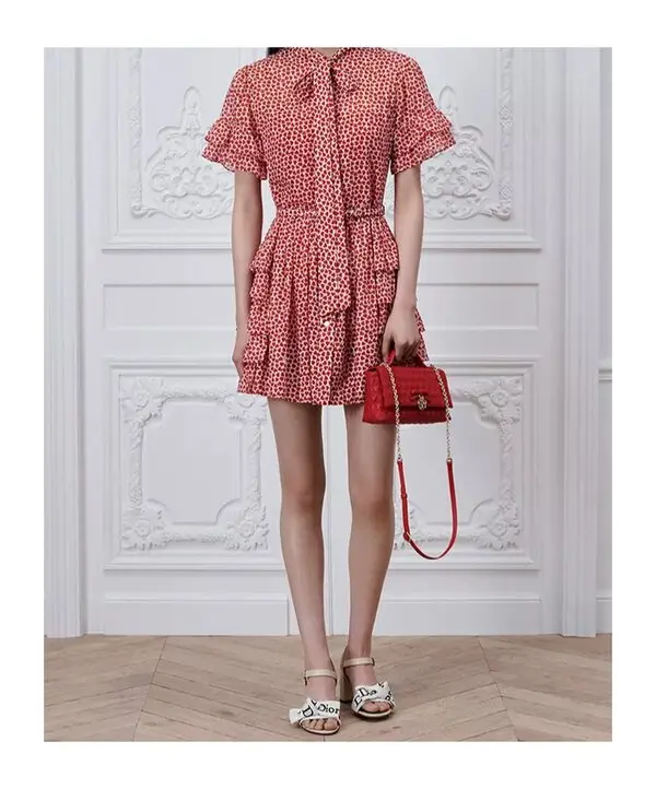 Dior Short Ruffled Dress With Belt