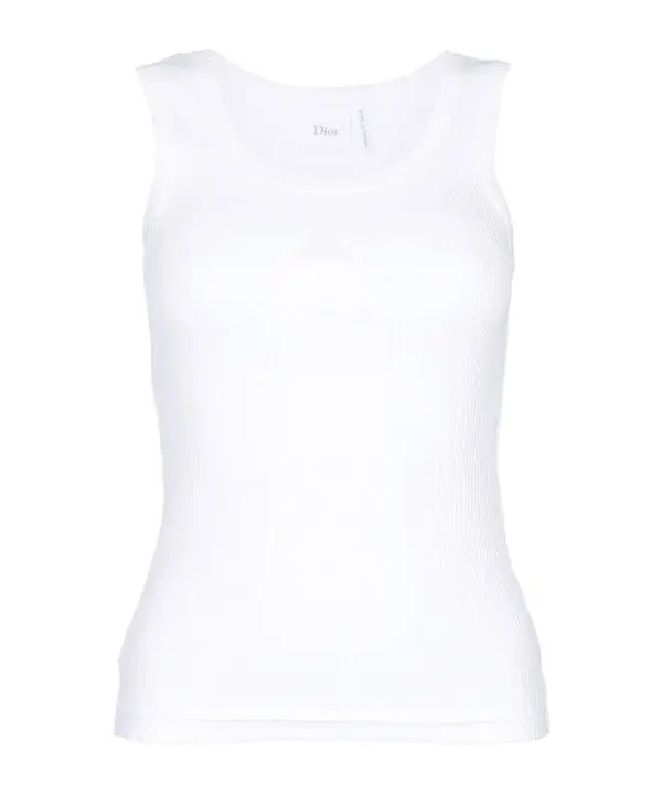 Dior Embroidered Fitted Tank Top - White