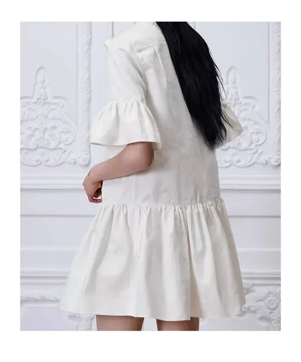 Dior Diorqixi Short Flared Dress With Bow Collar