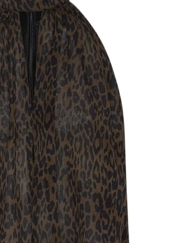 ROTATE BY BIRGER CHRISTENSEN Fleur Halterneck Leopard Print Bow Detail Top - Dark Brown