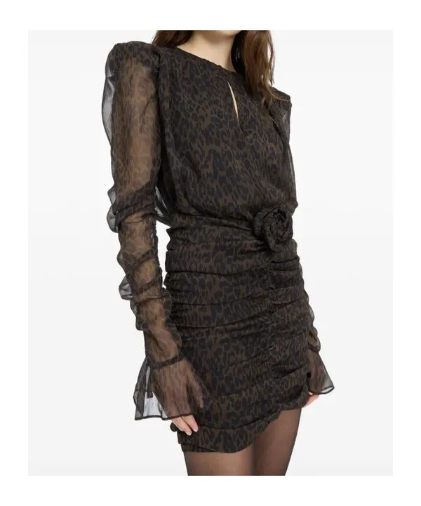 ROTATE BY BIRGER CHRISTENSEN Ruched Flower Mini Dress