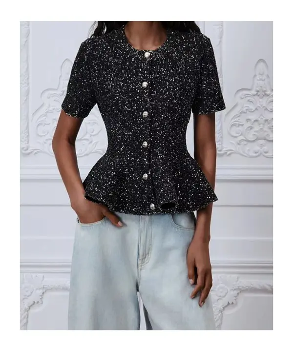Dior Short-sleeved Peplum Cardigan