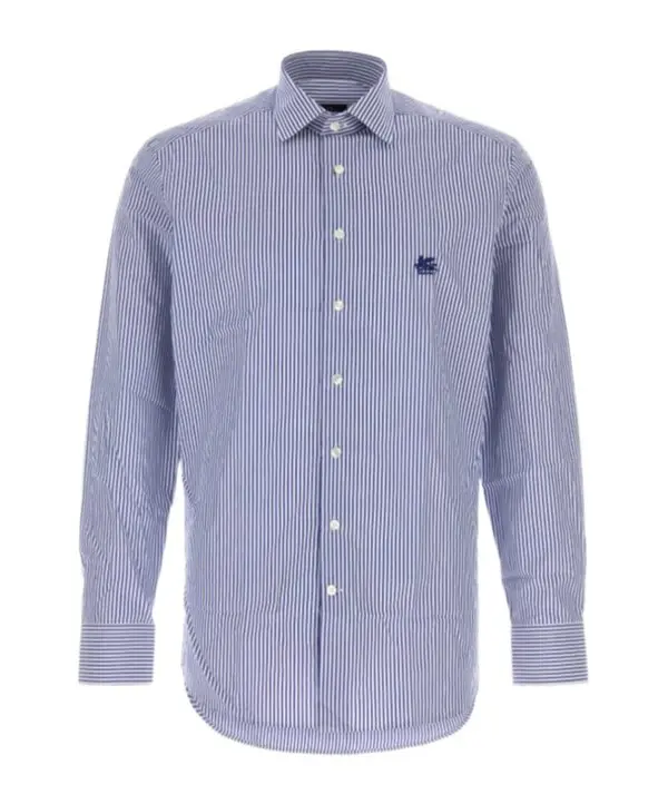 Etro Vertical-stripe Logo-embroidered Shirt
