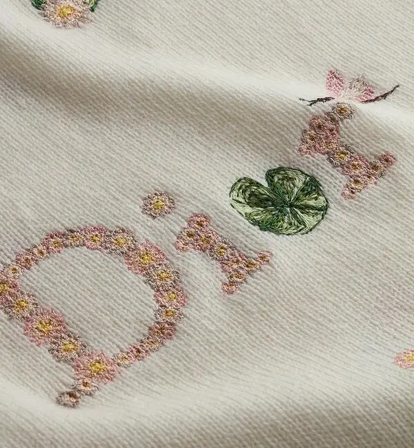 Dior Short Sleeve Embroidered Sweater - White