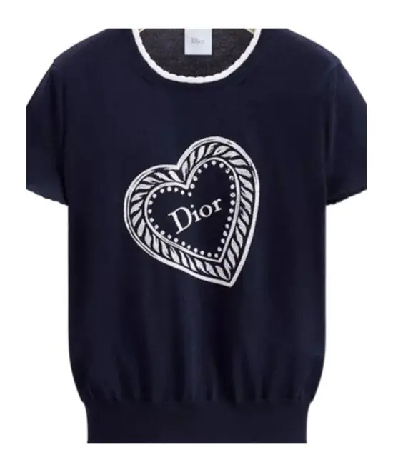 Dior Short-sleeved Sweater With Heart Motif - Navy Blue