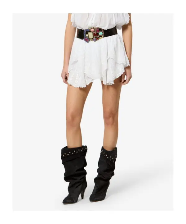 Isabel Marant Étoile Layale Embroidered Ruffle Shorts - White