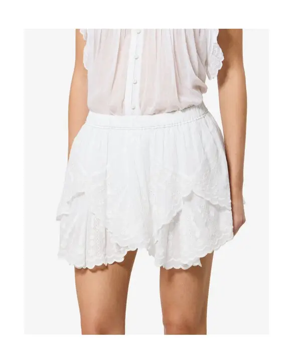 Isabel Marant Étoile Layale Embroidered Ruffle Shorts - White