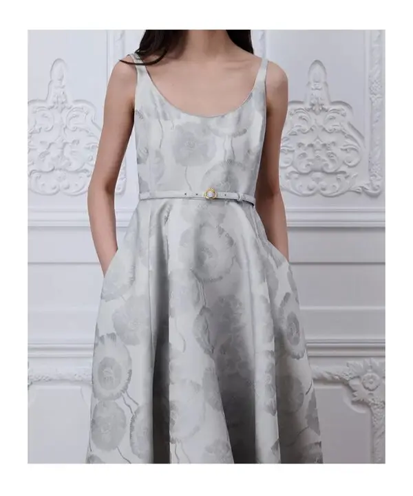 Dior Mid-length Belted Dress With Gold-finish Medallion Buckle