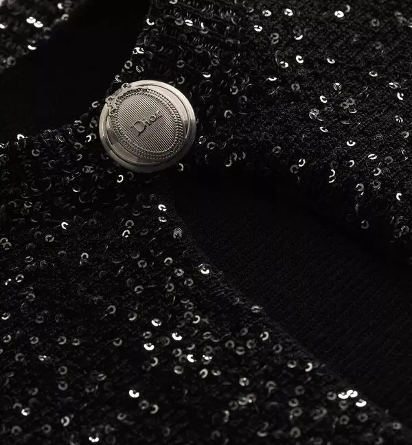 Dior Short-sleeved Peplum Sweater With Medallion Button