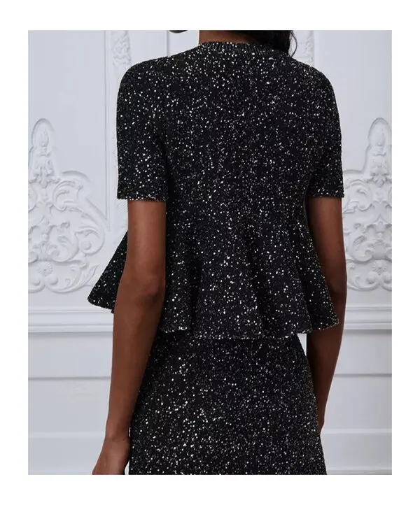 Dior Short-sleeved Peplum Sweater With Medallion Button